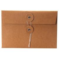 China Custom Envelope With Button Logo Packing Kraft Paper Envelope With String for sale