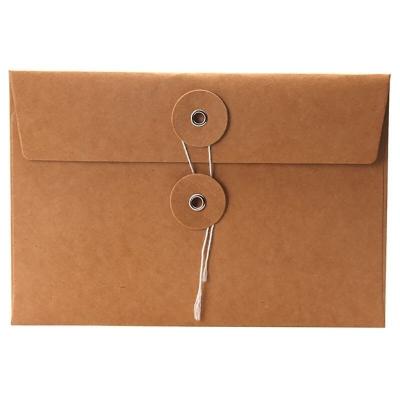 China Custom Envelope With Button Logo Packing Kraft Paper Envelope With String for sale