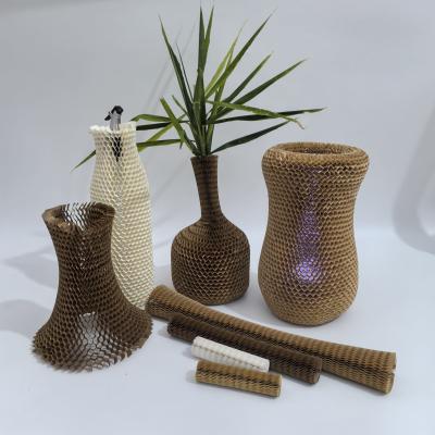 China Degradable Honeycomb Kraft Wrapping Paper Sleeve For Cushioning Bottle Packing Material for sale