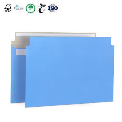China Biodegradable Cardboard Envelope Mailer Light Blue Rigid Cardboard Mailers Customized for sale