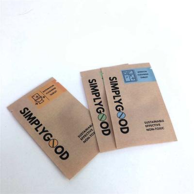 China Three Side Sealed Kraft Paper Bag Customized Small Brown Paper Bags Biodegradable For Cleaning Tablet for sale