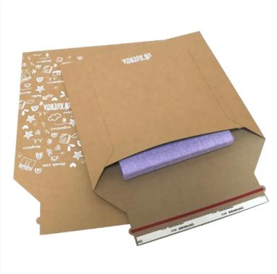 China Custom Eco Friendly Stay Flat Brown Rigid Cardboard Envelope Mailer Kraft Paper Envelope Packaging for sale
