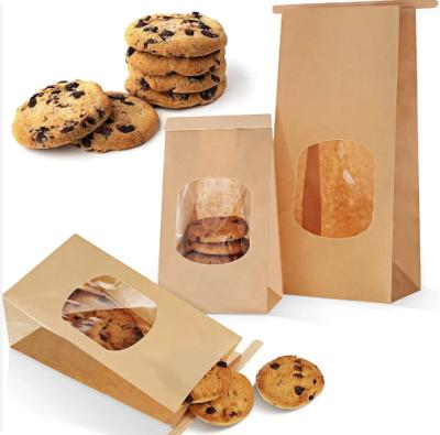 China Biodegradable Kraft Paper Snack Bags with Clear Window Design for Bakery Catering Food Storage and Takeaway for sale