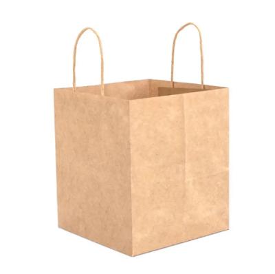 China Recyclable Brown Kraft Paper Tote Bag With Paper Handles Lightweight Disposable Bag For Packaging for sale