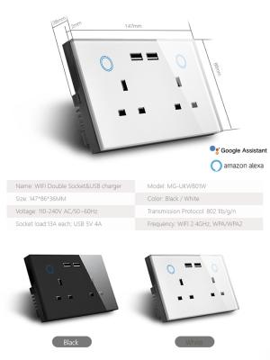 China UK Standard Double Socket with USB Charger 13A 2.1A Fast Charging Port for sale