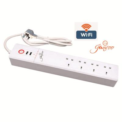 China UK Wi-Fi Power Strip with 4 USB Ports 2500W Surge Protection Smart Socket for sale