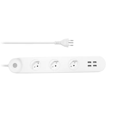 China Swiss Type Power Strip 3 Outlets 4 USB Ports 2500W Surge Protection for sale