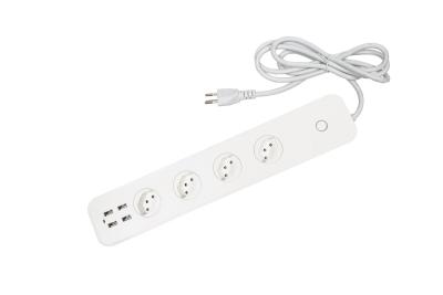 China Smart Power Sockets 4AC4USB Swiss Type 250V 10A Surge Protection for sale
