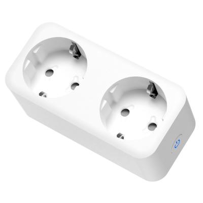 China Smart Wi-Fi Dual Socket EU Plug 16A Remote Control Outlet Works with Alexa Google Home for sale