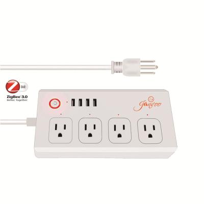 China US Zigbee Power Strip 4 AC Outlets 4 USB Ports Smart Surge Protector for sale