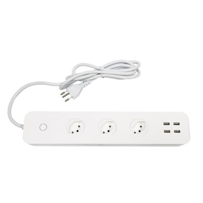 China Smart Socket Bar 3AC4USB Swiss Type 2500W 10A Surge Protection Power Strip for sale