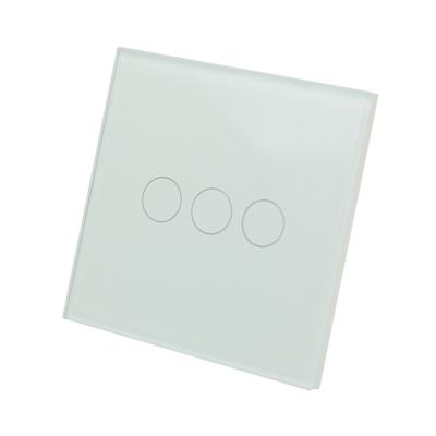China Wireless Touch Switch 3 Gang Smart Wall Panel 433MHz RF Remote Control for sale