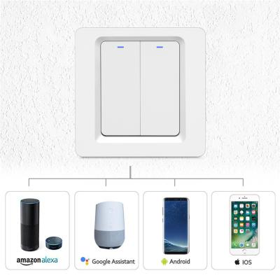 China Bingoelec EU UK Standard WiFi Button Switch 2 Gang 1 Way Mechanical Smart Light Switch for sale