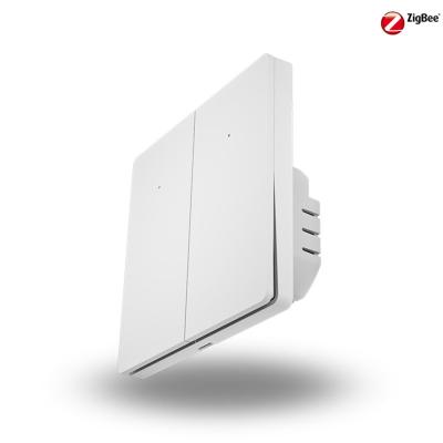 China ZigBee EU 2 Gang No Neutral 16A Mouse-click Button Switch Smart Light Switch for sale