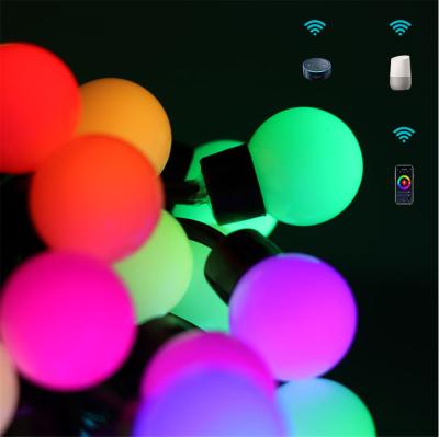 China WiFi Smart RGBW LED Globe String Lights 10m Outdoor Patio Garden Party Decorative Lighting for sale