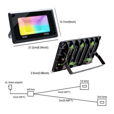 China Smart RGBCW Flood Light 2 Pack Outdoor Landscape Stage Lighting 50W Dimmable WiFi for sale