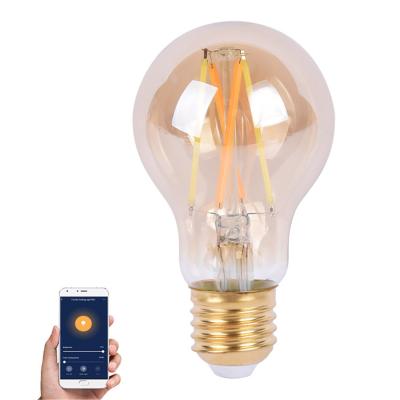 China 5.5W A60 Smart Wi-Fi LED Filament Bulb Amber Glass Voice Control for sale