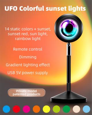 China USB Rainbow UFO Sunset Red LED Night Light Projector Desk Lamp for Bedroom Coffee Store Wall Decoration 7 Colors for sale