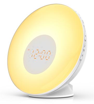 China Wake Up Light Alarm Clock with Sunrise Simulation 7 Colors LED Night Light for sale
