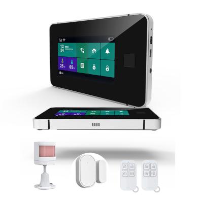 China WiFi GSM Alarm System 433MHz Home Burglar Alarm TFT Touch Keyboard Fingerprint Arming Temperature Humidity Display for sale