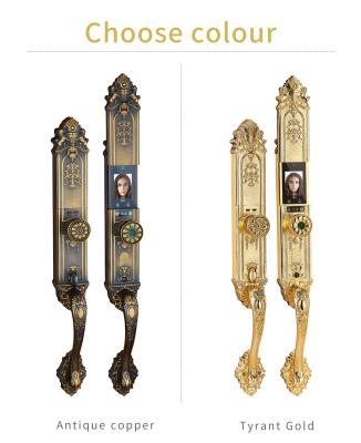 China Palm Face Recognition Smart Door Lock Pure Copper Antique Bronze 4.5 Inch Touchscreen for sale