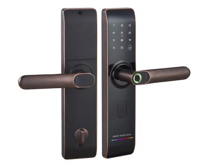 China WiFi Fingerprint Smart Lock Keyless Entry Digital Door Lock with IC Card Anti Peep Code Reversible Handle for sale