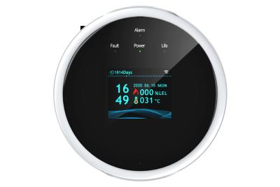 China Tuya Smart WiFi Gas Leak Detector with Temperature Alarm LED Screen Voice Remote Control for sale