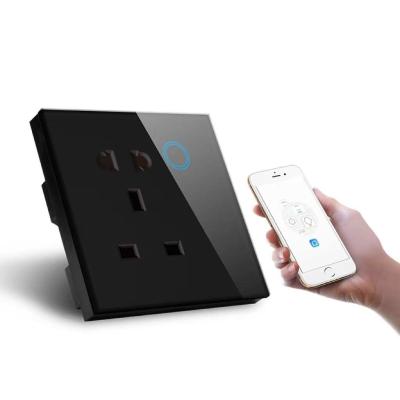China Ce Certificate Wifi Universal Wall Socket Uk Standard Wireless Outlet Double Plug With Touch Glass Panel for sale