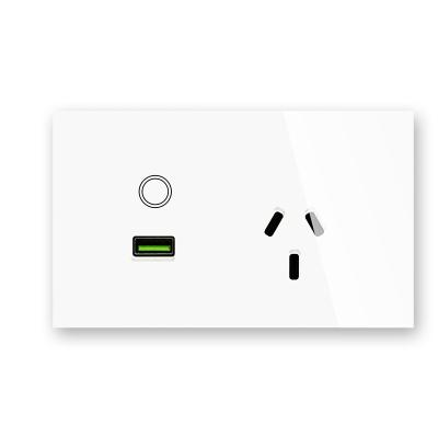 China Smart Home AU Crystal Tempered Glass Panel Smart Touch Usb Charger & Wall Socket for sale