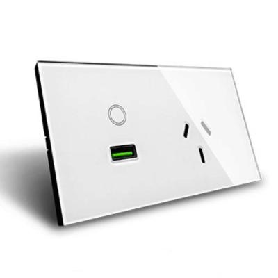 China WiFi Smart Wall Socket Outlet 15A US Standard Crystal Glass with USB 2.1A 5V for sale