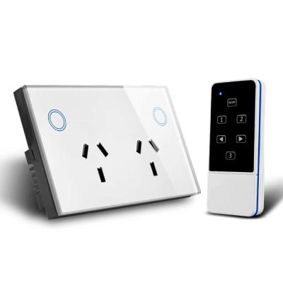 China Wifi Socket With SAA Certifications Wireless Double Electronic Power Point Au/us Standard Remote Touch Glass Wall Socket for sale