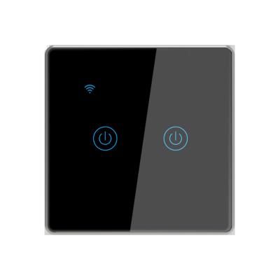 China Tuya WiFi Smart Touch Light Switch 2 Gang EU Standard Voice Control Timer for sale