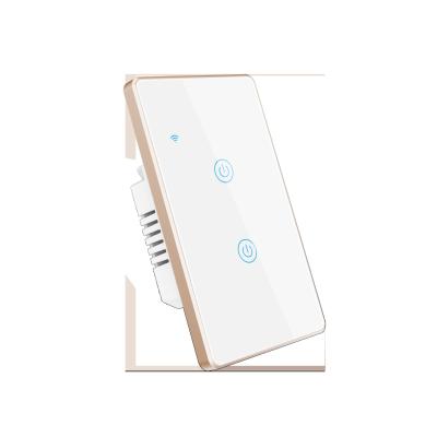 China Tuya Smart WiFi Switch 2 Gang US Standard Metal Bezel App Remote Voice Control for sale