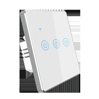 China Tuya Smart WiFi Switch 3 Gang EU Standard Metal Bezel Voice Control for sale