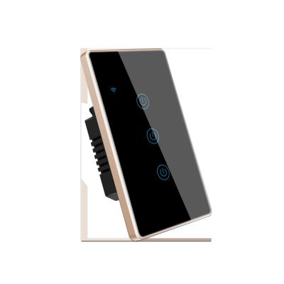 China Tuya Smart WiFi Switch 3 Gang US Standard Metal Bezel Voice Control for sale