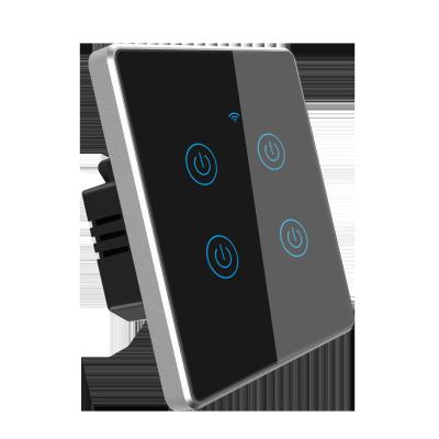 China Tuya WiFi Smart Switch 4 Gang EU Standard Metal Bezel Voice Control for sale