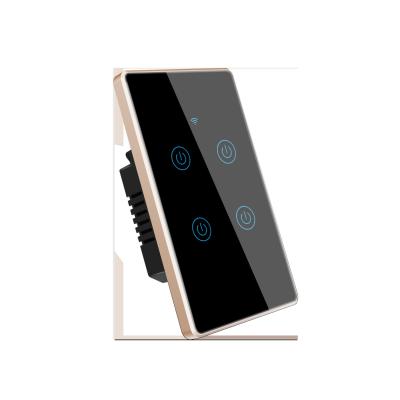 China Tuya Smart WiFi Switch 4 Gang US Standard Metal Bezel Voice Remote Control for sale