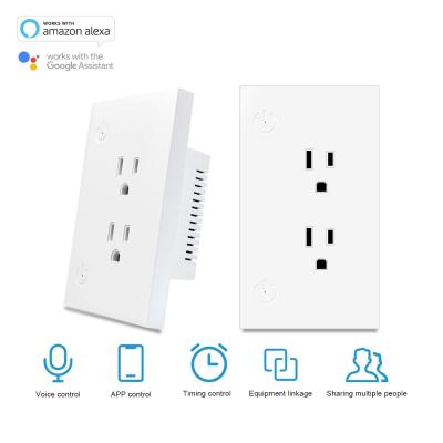 China Glomarket 16A WiFi Smart Wall Outlet 2 Independently Controlled AC Sockets FCC RoHS White for sale