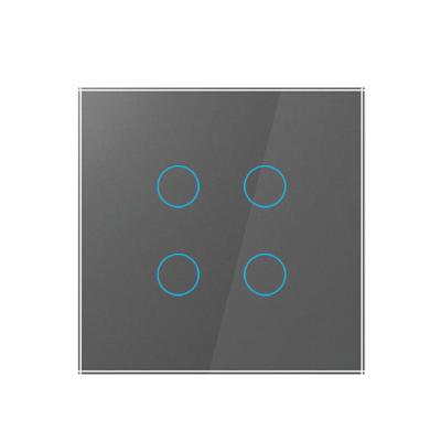 China Tuya Smart WiFi Light Dimmer Switch 4 Gang EU Standard Glass Touch Panel APP Control for sale