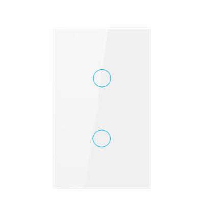 China Tuya Smart WiFi Light Dimmer Switch 2 Gang US Standard Glass Touch APP Control for sale