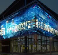 China P3.91-7.82 Full Color 3D Adhesive LED Transparent Film Screen 5000cd Brightness for sale