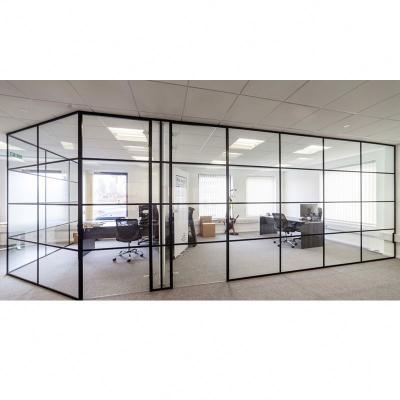 China Modular Office Dividing Wall Soundproof Glass Cubicle Walls Designer Glass Partition with Blinds for Bank Office for sale