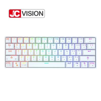 China JCVISION 60% Mechanical Keyboard 61 Keys with 1800mAh Battery, RGB Backlight, and 3-Mode Connectivity for sale