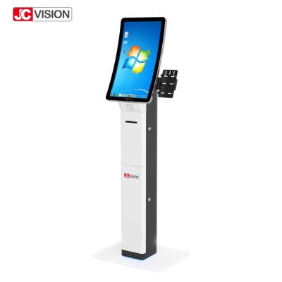 China JCVISION 23.6 Inch Curved Self-Service Kiosk with QR Scanner and Thermal Printer - 47W Power, 1650mm Height for sale