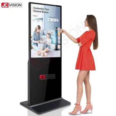 China 65 inch White Floor Stand Digital Signage Android Windows 4K Display 3000cd Brightness for sale