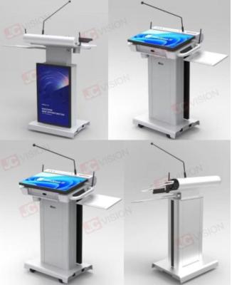 China JCVISION Height Adjustable Smart Podium 23.6 Inch Touch Display Motorized Lift 250mm for sale