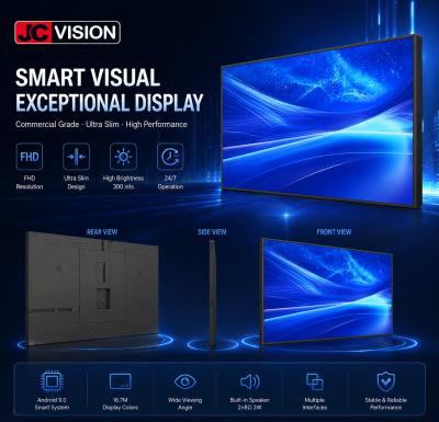 China JCVision 55 Inch Indoor Digital Signage Display Android 9.0 1920x1080 E-LED Backlit Wall Mount for sale
