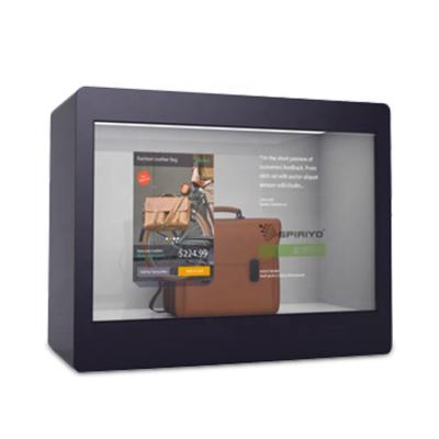 China 21.5 Inch Transparent LCD Touch Screen Display Box with 1366×768 Resolution and 500 cd/m² Brightness for Advertising Showcases for sale