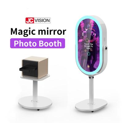 China JCVISION 21.5-inch Smart Mirror Photo Booth with Printer | Intel I5 Processor & 50kg Portable Design for sale