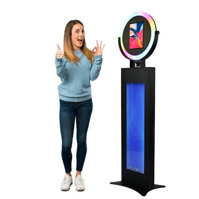 China Round Head iPad Photo Booth Stand 12.9 inch Sheet Metal Base 80W RGB Light for sale